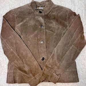 Chico's | Jackets & Coats | Chicos Tan Suede 4 Button Military Utility Style Jacket Blazer Size ...